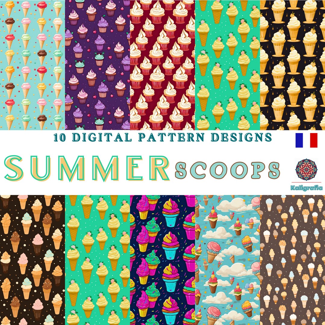 Summer Scoops Pack Original Digital Prints Seamless Repeating - Etsy