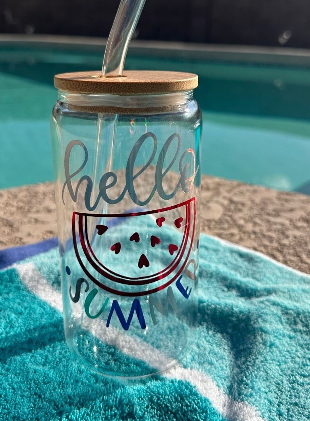 Glass Cup With Chrome Vinyl Decor Summer Cup Drinkware Beer Glass Can Party Drinks T Glass