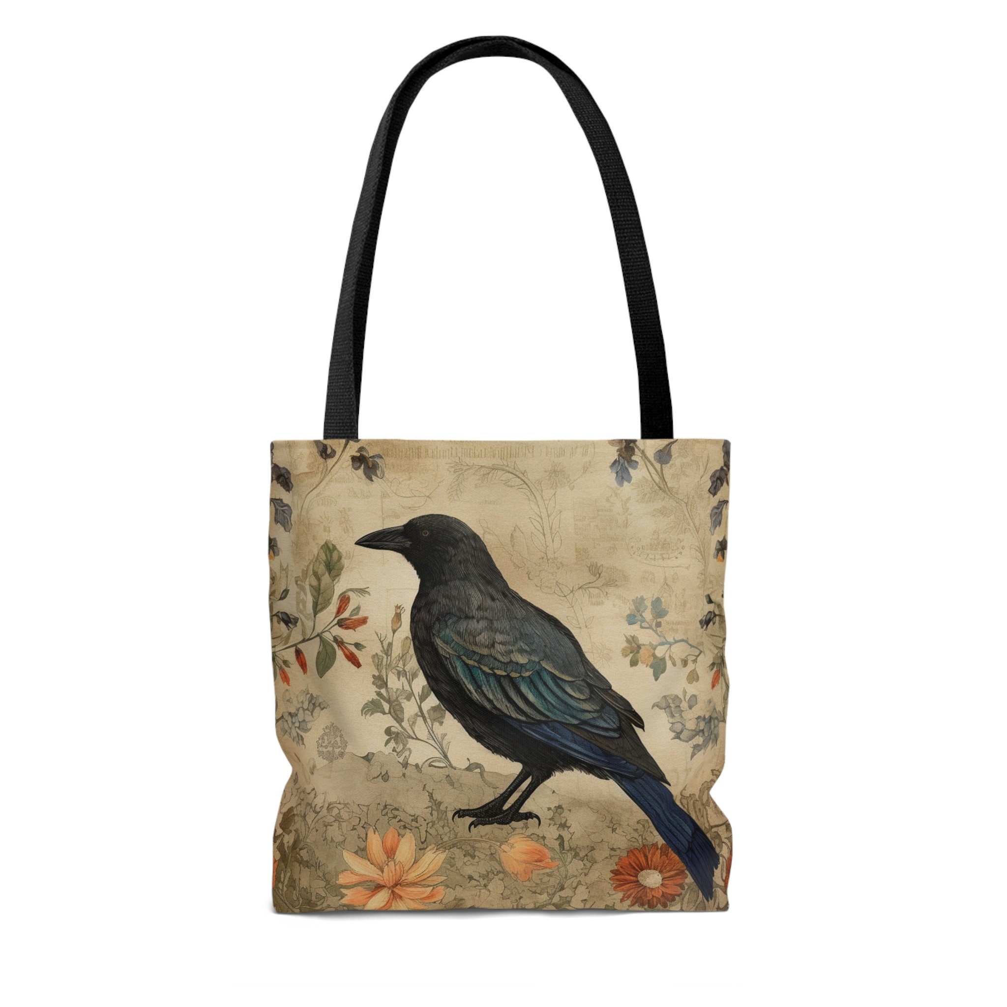 Wise Crow & Flowers Tote Bag, Beach Bag, Gift for Her, Arts Crafts Tote ...