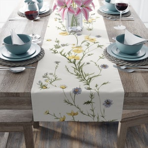 Wildflower and Daisy Table Runner, Enchanting Floral Dining Decor ...