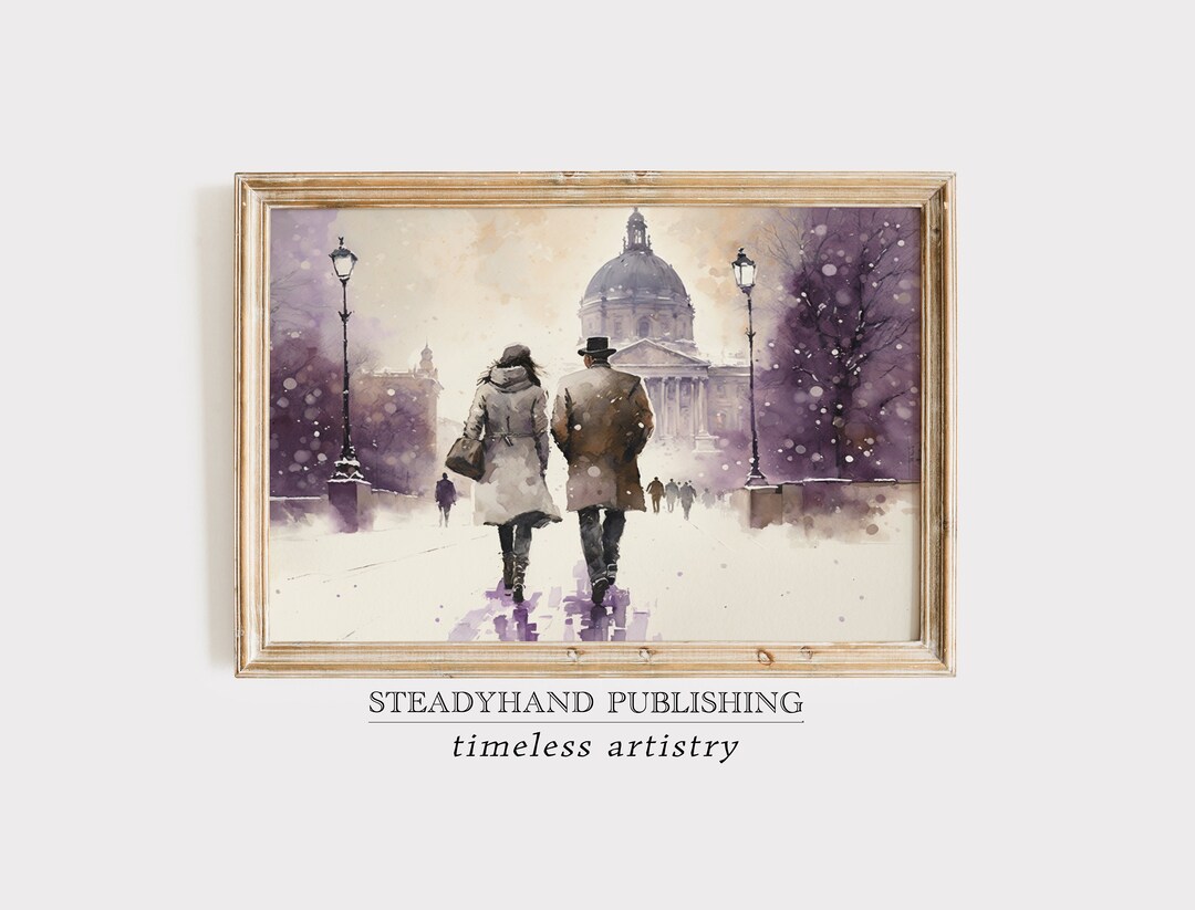 Twilight Snowfall in the City - Digital Wall Art Print, Unique Print ...