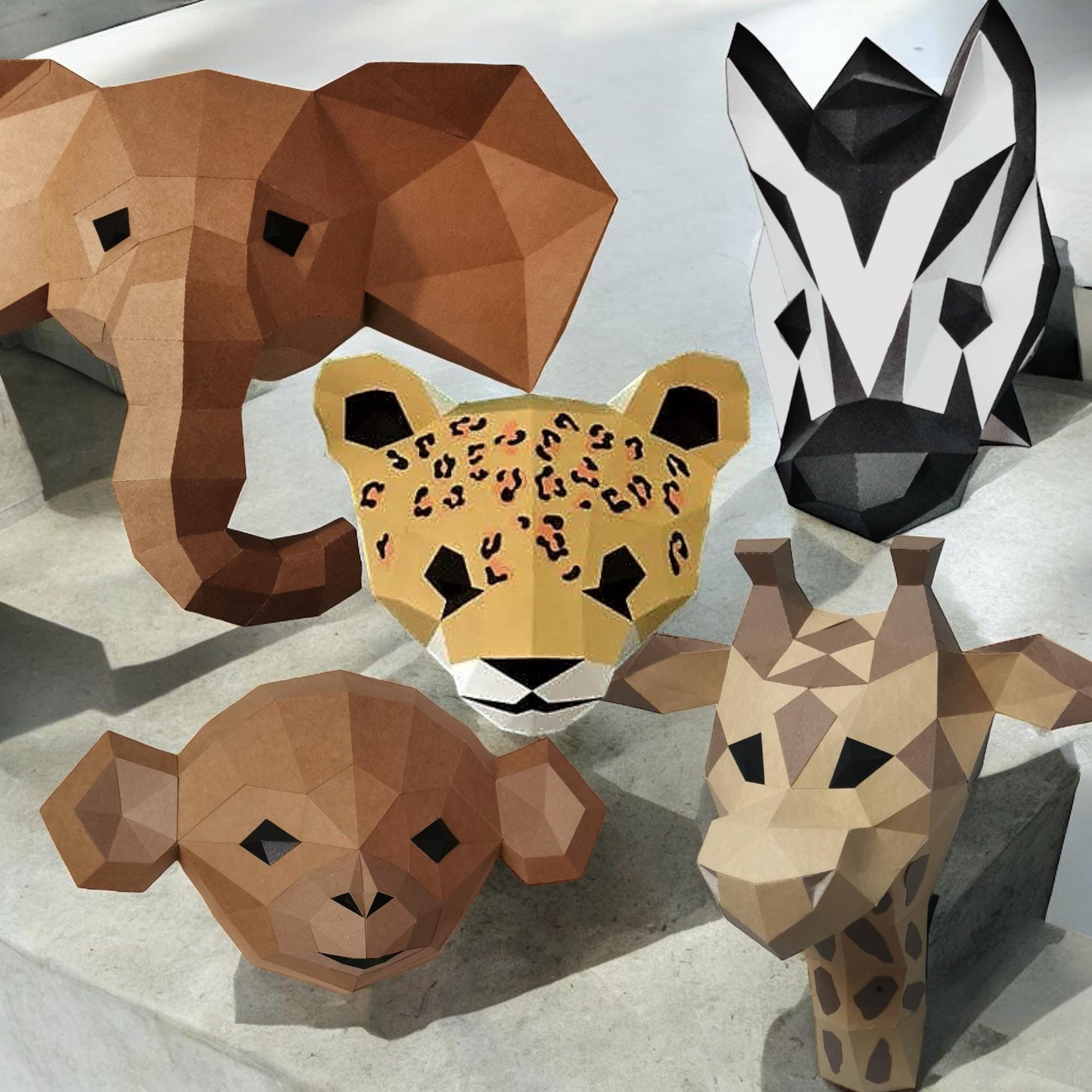 Papercraft Safari 3D Animals Bundle: Zebra, Leopard, Elephant, Giraffe ...