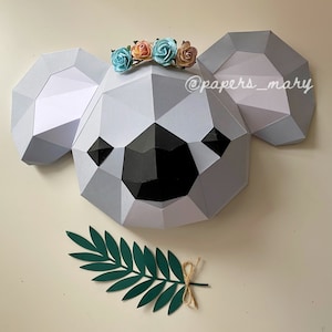 3D Low-poly Koala Papercraft: PDF, DXF, SVG Modern Paper Sculpture ...
