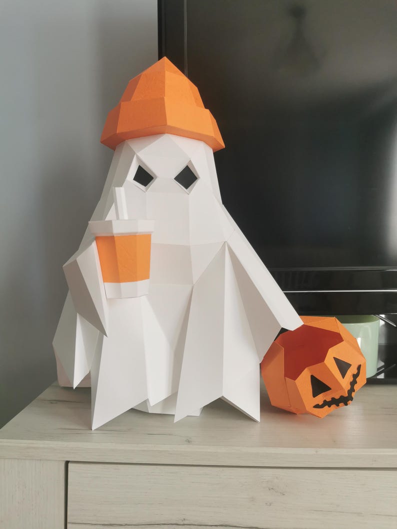 Spooky Papercraft Ghost DIY Kit - Halloween 3D PDF & SVG Templates ...