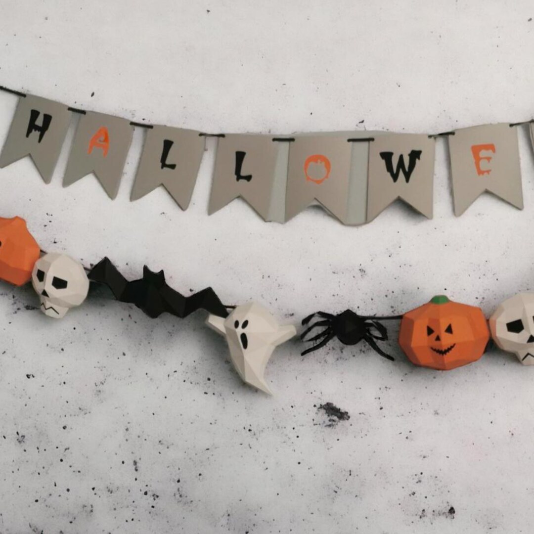 Spooky 3D Halloween Garland Papercraft Bundle - DIY SVG & PDF Templates ...