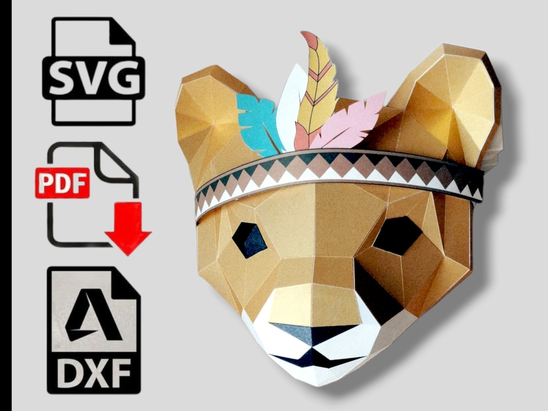 León papercraft pequeño león de papel dziva papera - Etsy España