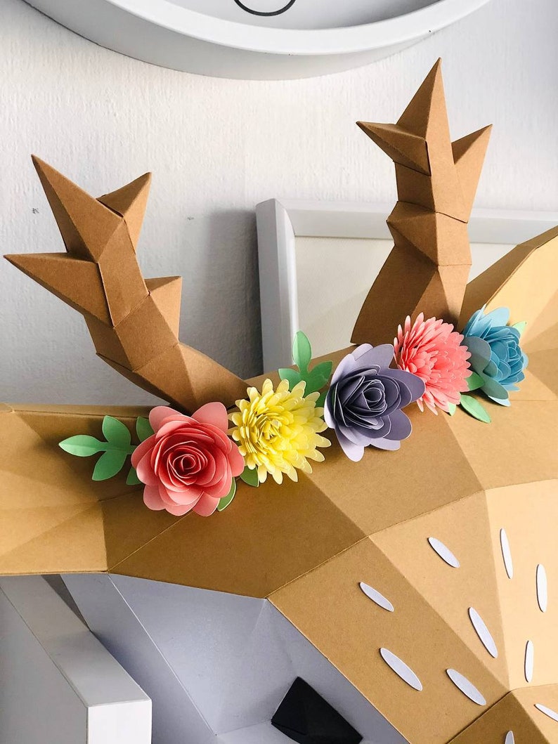 Low Poly Papercraft Deer: Tribal Theme Decor - Handmade Paper Animals ...