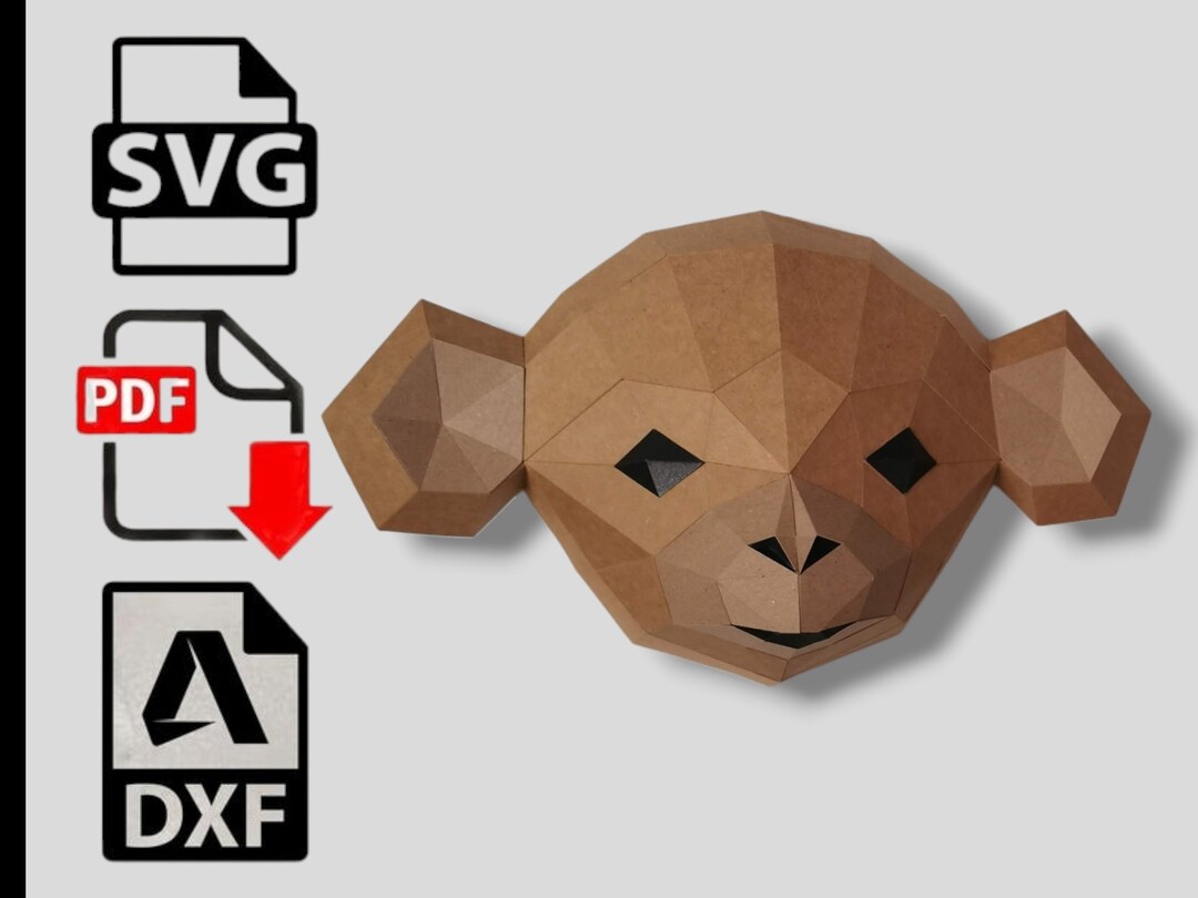 Papercraft Monkey 3d Template PDF SVG Dxf Silhouette Cricut - Etsy