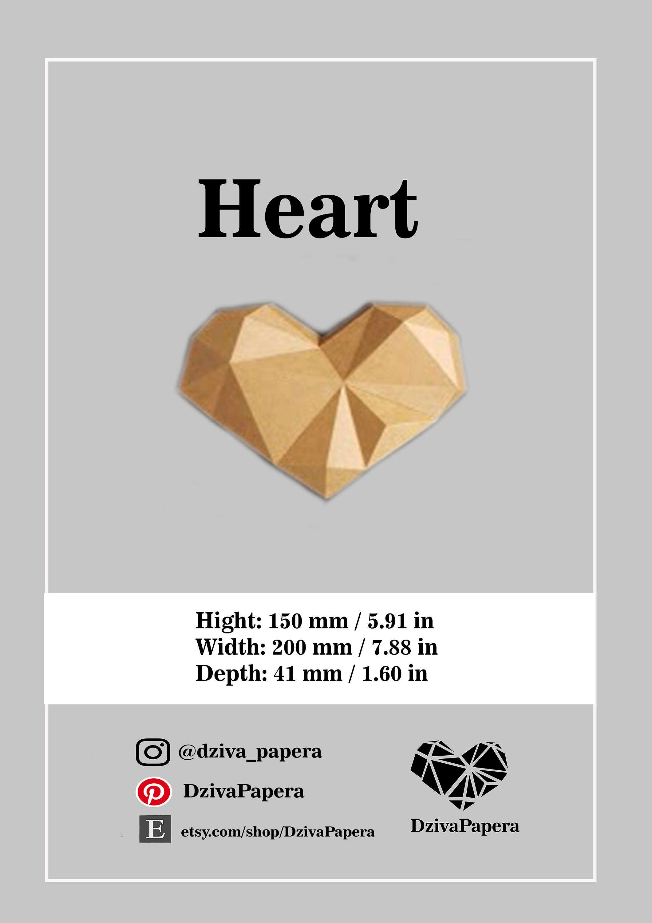 Papercraft Heart 3d Svg Template - Etsy