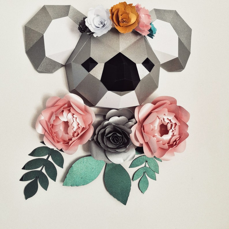 3D Low-poly Koala Papercraft: PDF, DXF, SVG - Modern Paper Sculpture ...