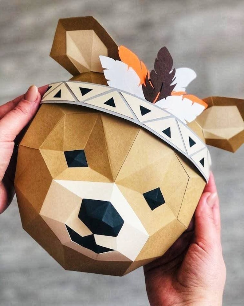 DIY Papercraft Bear Template - Printable PDF & SVG Included - Etsy