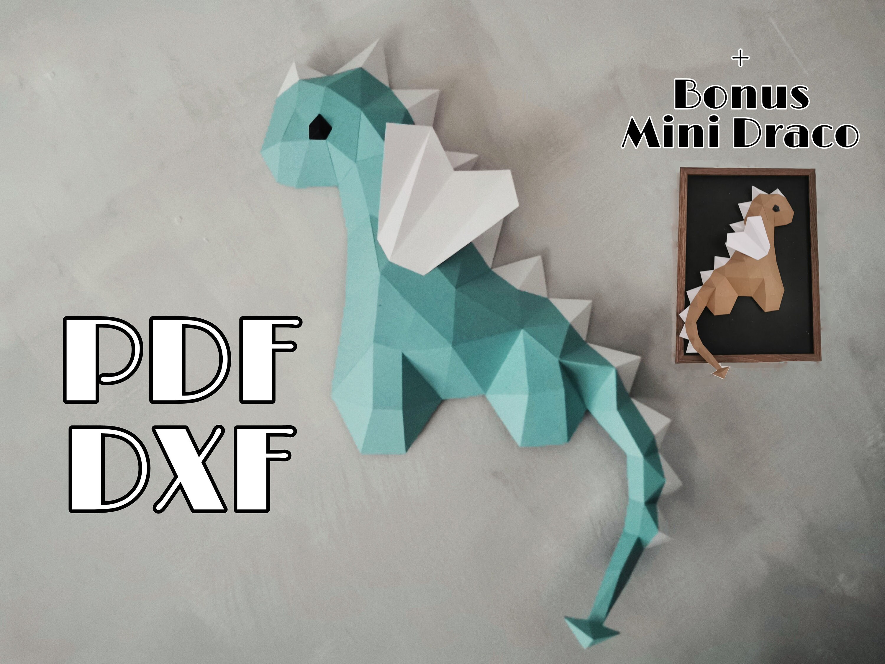 DIY 3D Dragon Papercraft Template Printable Cut Files for Silhouette ...