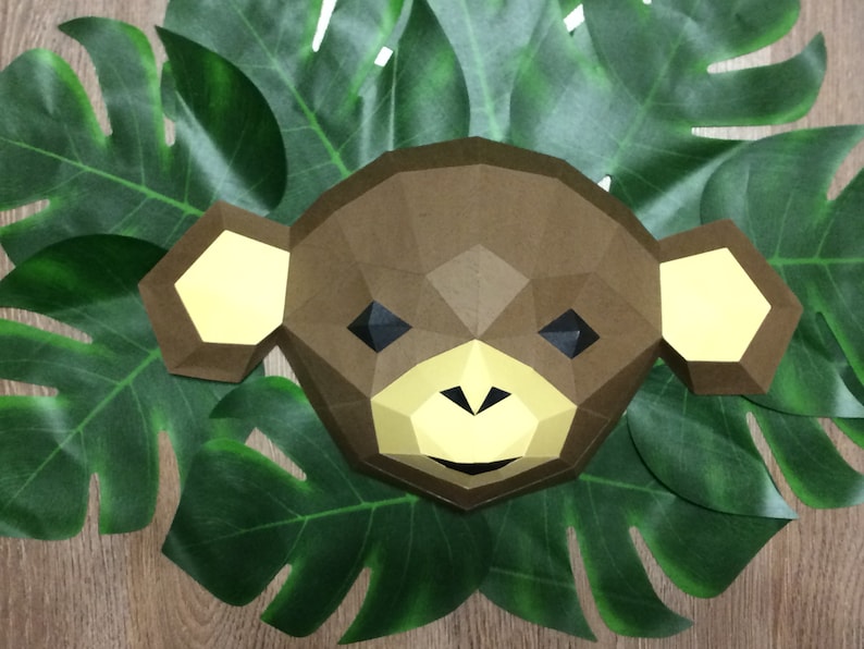Plantilla 3D de mono de papel para manualidades PDF SVG dxf silueta ...