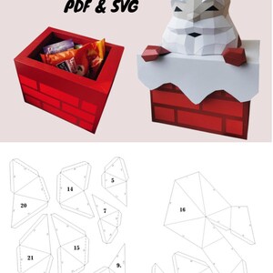 3D Santa Box | Santa Coming Out of Chimney | DIY PDF & SVG Template - Etsy
