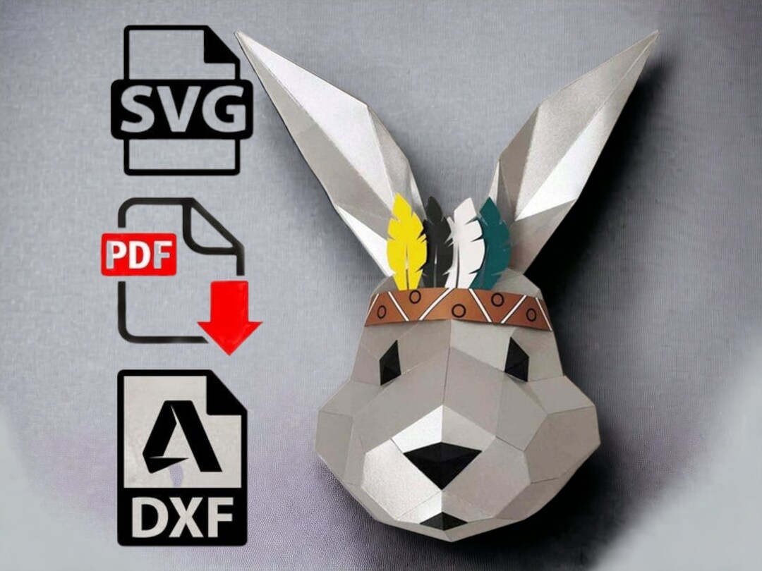 Adorable Papercraft Bunny: 3D SVG PDF Template for DIY Paper Art - Etsy