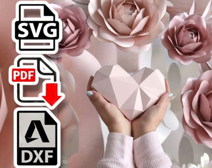 Papercraft Heart 3d Svg Template - Etsy