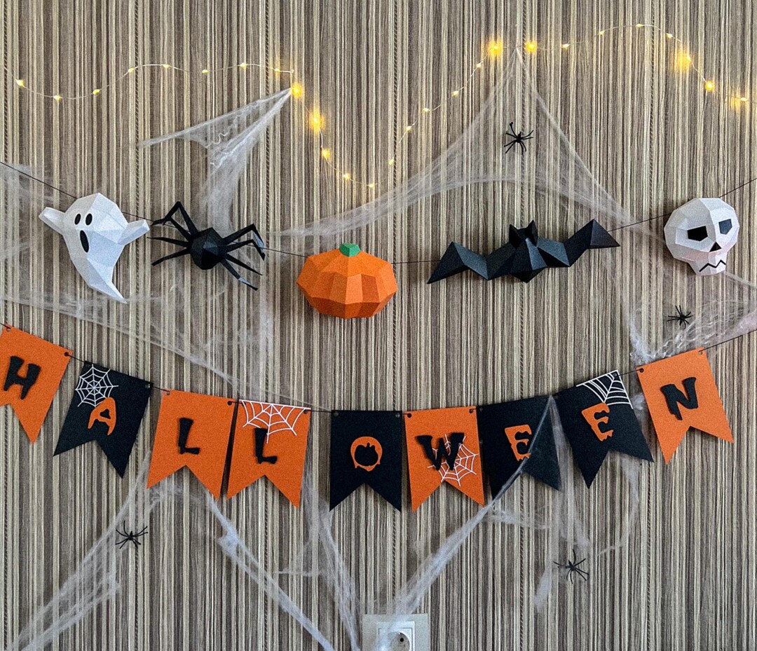 Spooky Halloween Garland: 3D Papercraft Template for DIY Decor - Etsy