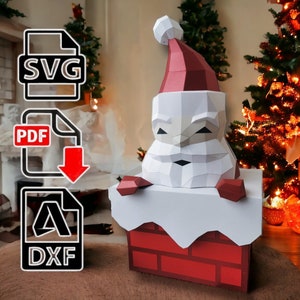 3D Santa Box | Santa Coming Out of Chimney | DIY PDF & SVG Template - Etsy