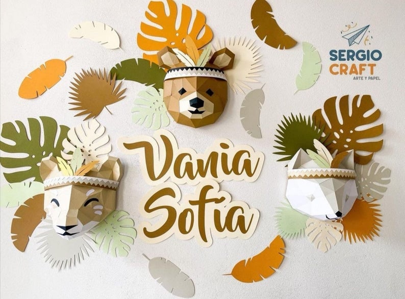 León papercraft pequeño león de papel dziva papera - Etsy España