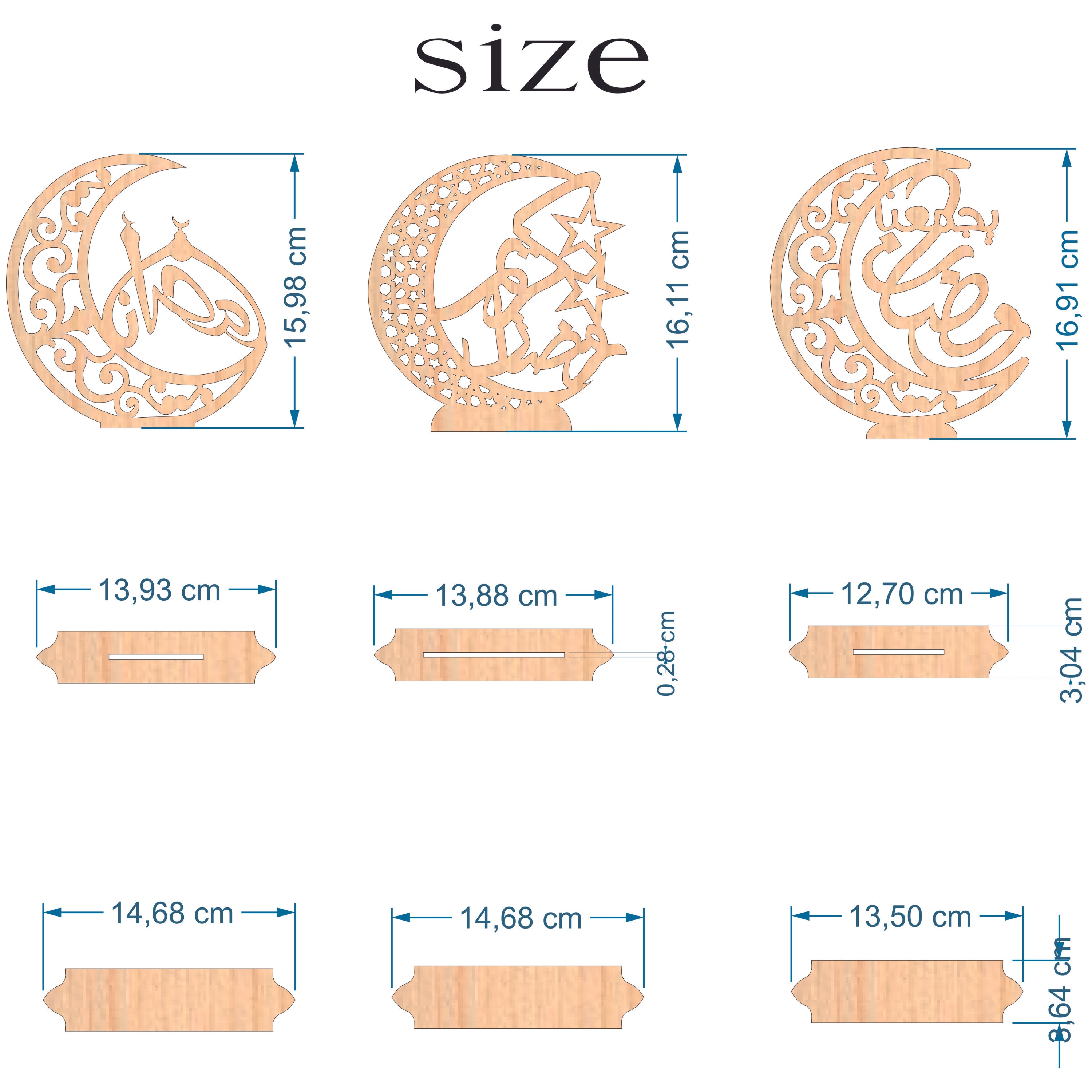 3 Pices Ramadan Mubarak Freestanding, Ramadan Decor - Laser Cut Files ...