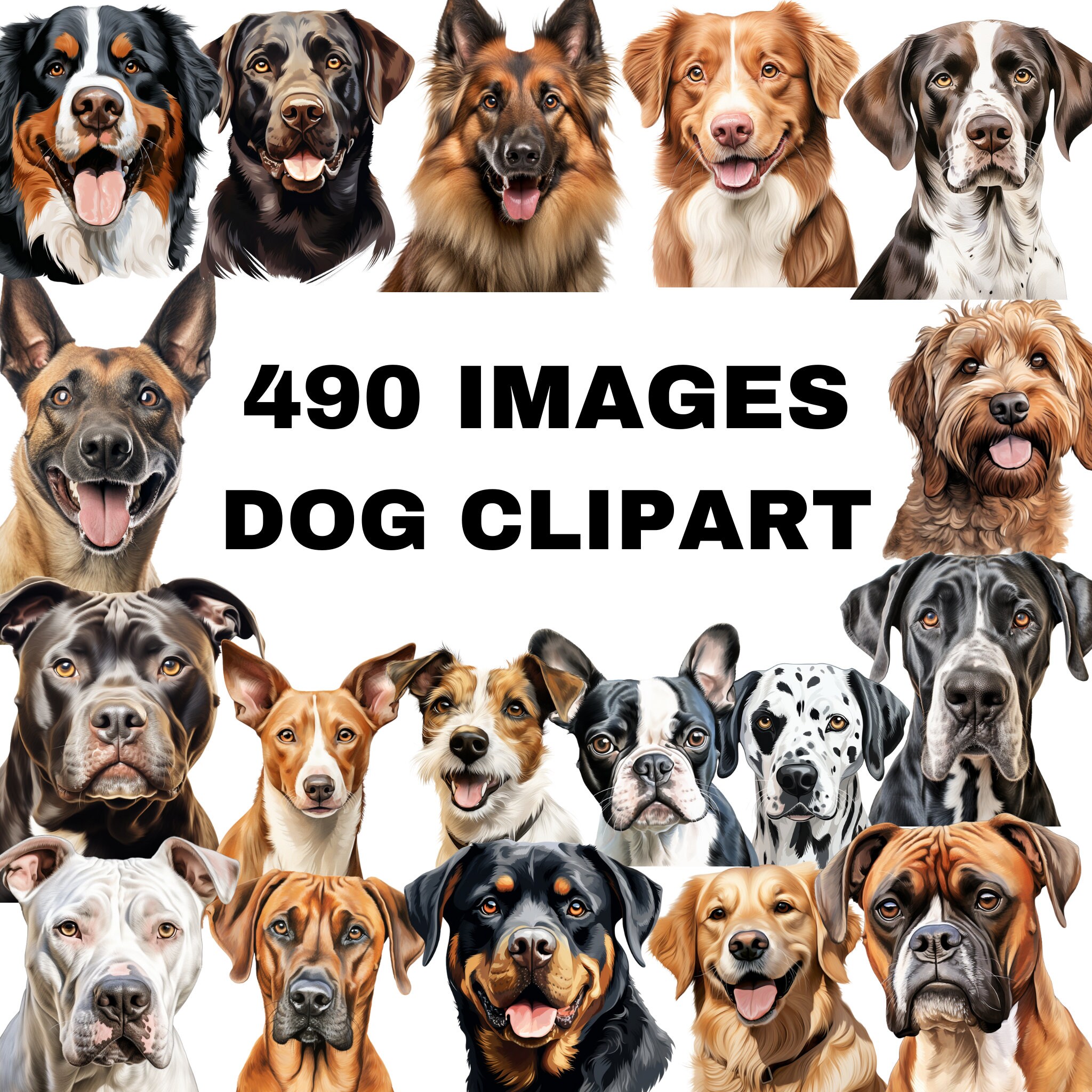Dog Clipart 490 Images, Watercolor, Watercolor, Dog Breeds, Digital ...
