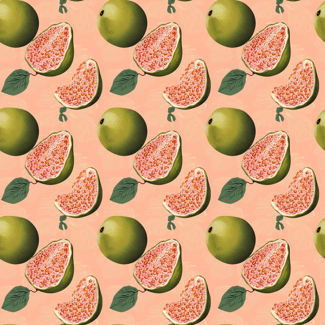 DIGITAL Download, Guava Summer Seamless Pattern, Repeat Pattern, Spring ...