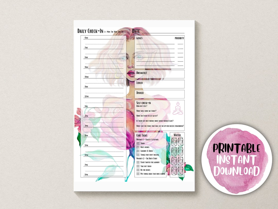 Daily Check-in Journal Page, Printable, INSTANT Download - Etsy