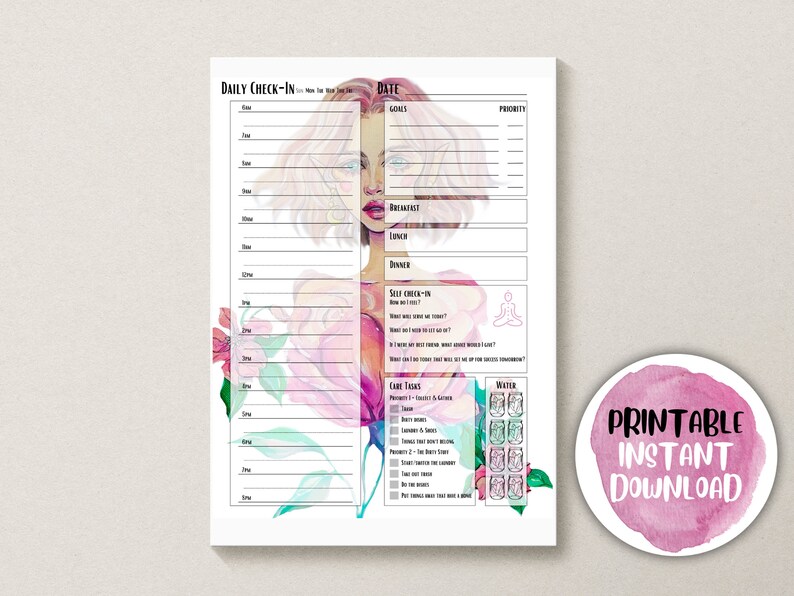 Daily Check-in Journal Page, Printable, INSTANT Download - Etsy