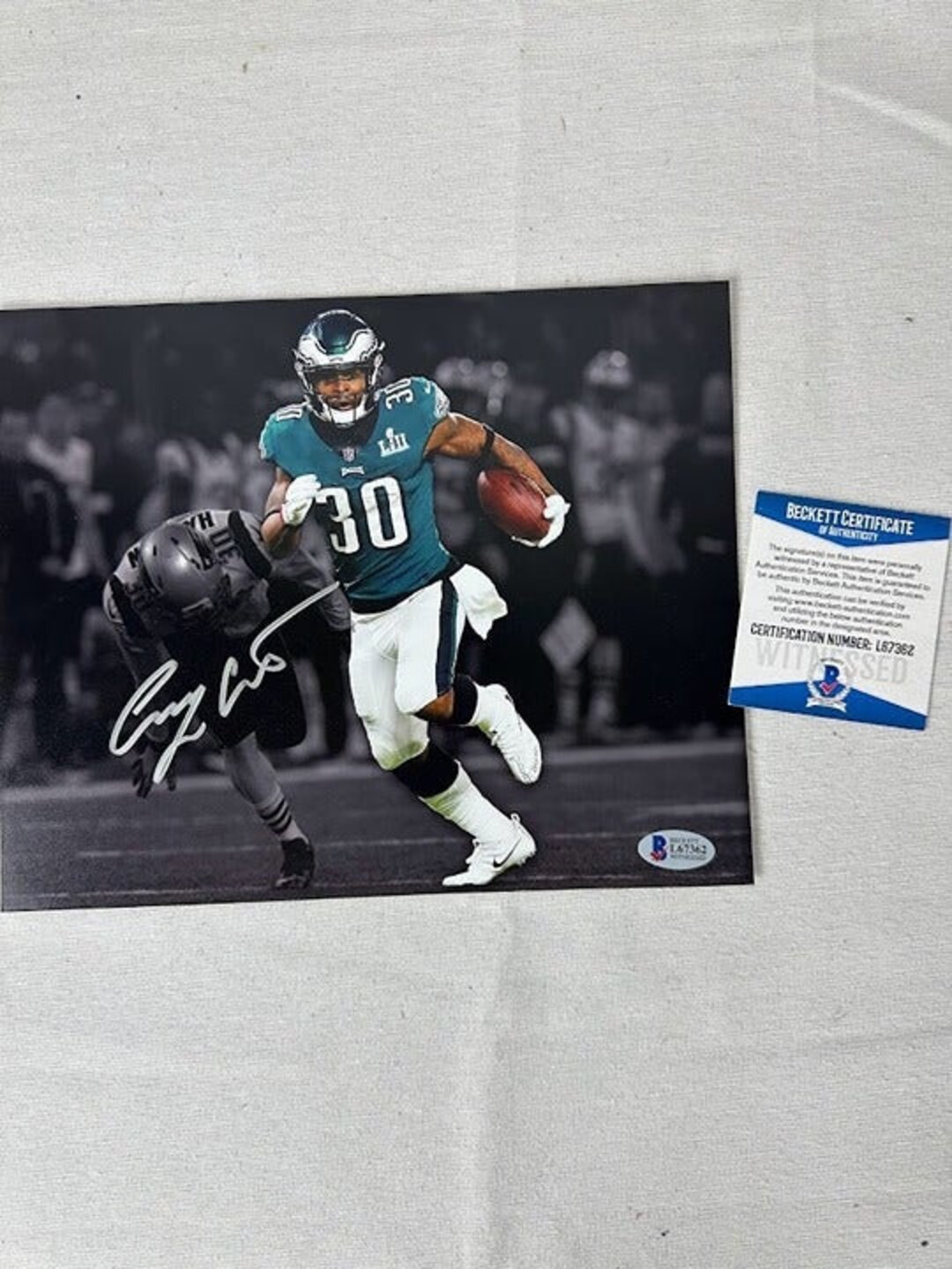 Corey Clement Signed Autographed Philadelphia Eagles Super Bowl 52 ...