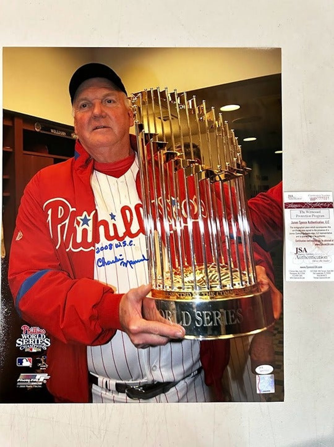 Charlie Manuel Signed 2008 WSC Autographed Philadelphia Phillies 16x20 ...