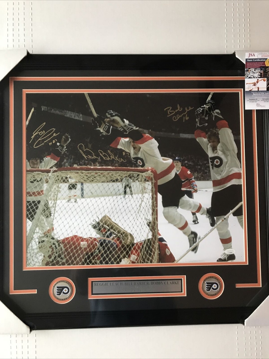 LBC Line Reggie Leach, Bill Barber, Bobby Clarke Triple Autograph ...
