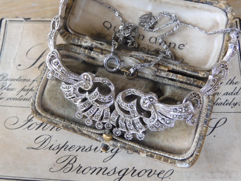 Vintage 1950s Marcasite Chain Necklace: Decorative Link Design - Etsy ...