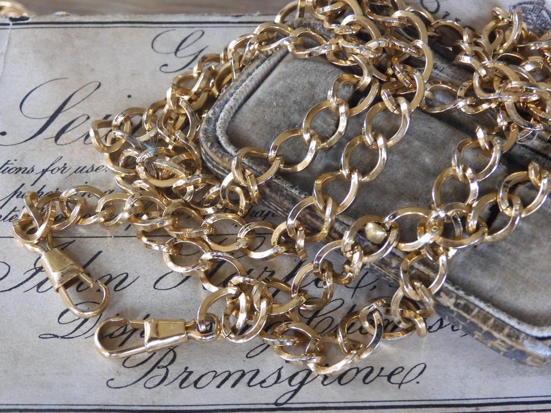 Vintage 1970s Gold Plated Chain Link Necklace With Dog Clip - Etsy