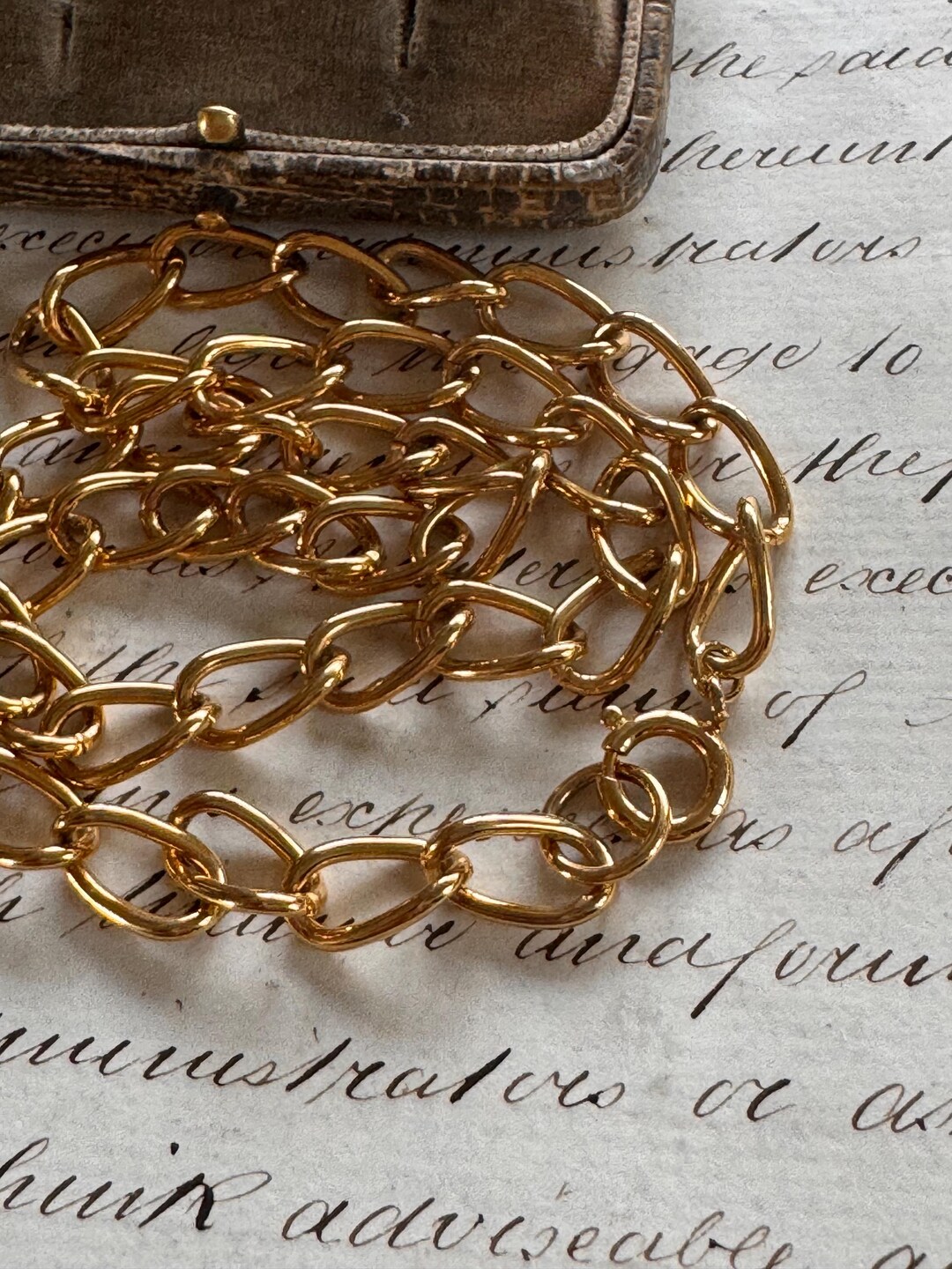 Vintage 1970s 18ct Gold Plated Chain Link Necklace Antique Chain Stack ...