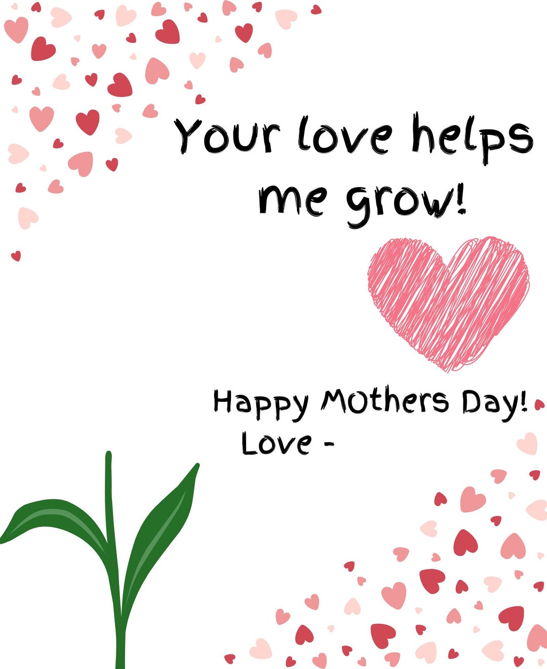 Your Love Helps Me Grow - Mothers Day Printable - Etsy