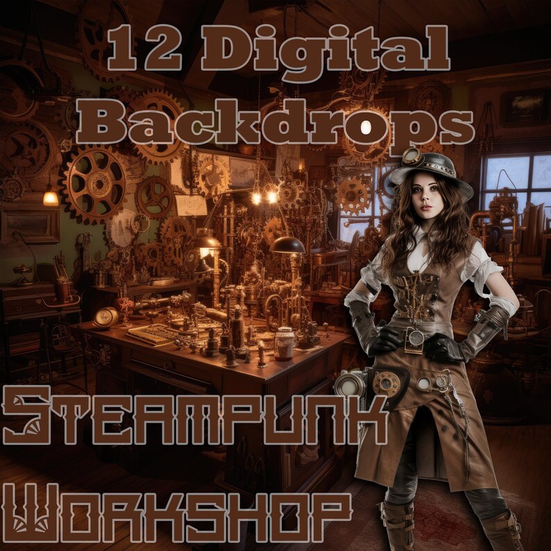 12 Stunning Steampunk Workshop Digital Photography Backdrops: - Etsy