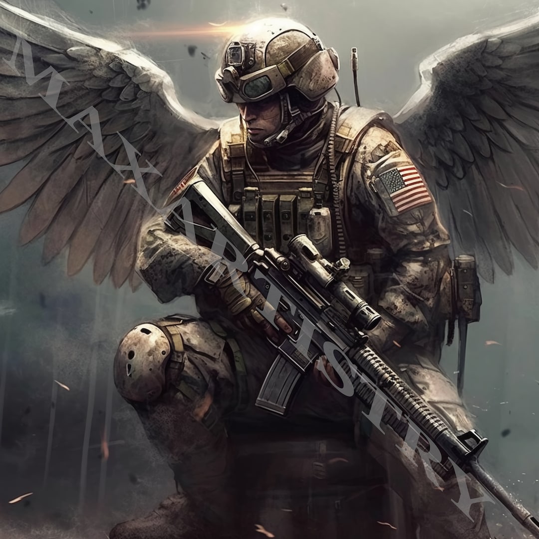 Winged Guardian of Valor American Soldier Art Inspirational Military ...