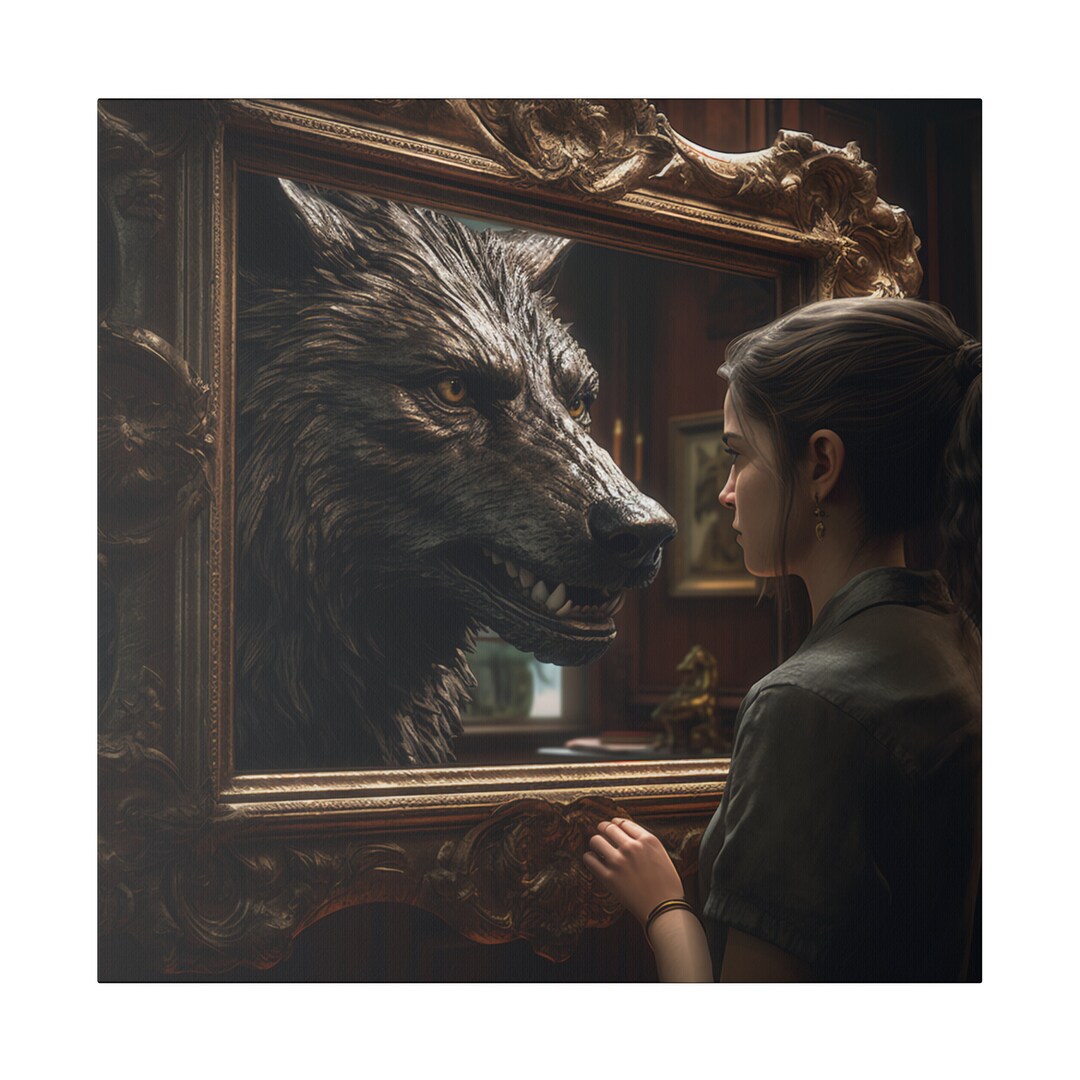 Young Woman and Her Wolf Spirit Wolf Therian Inspired Art Gift for Wolf ...