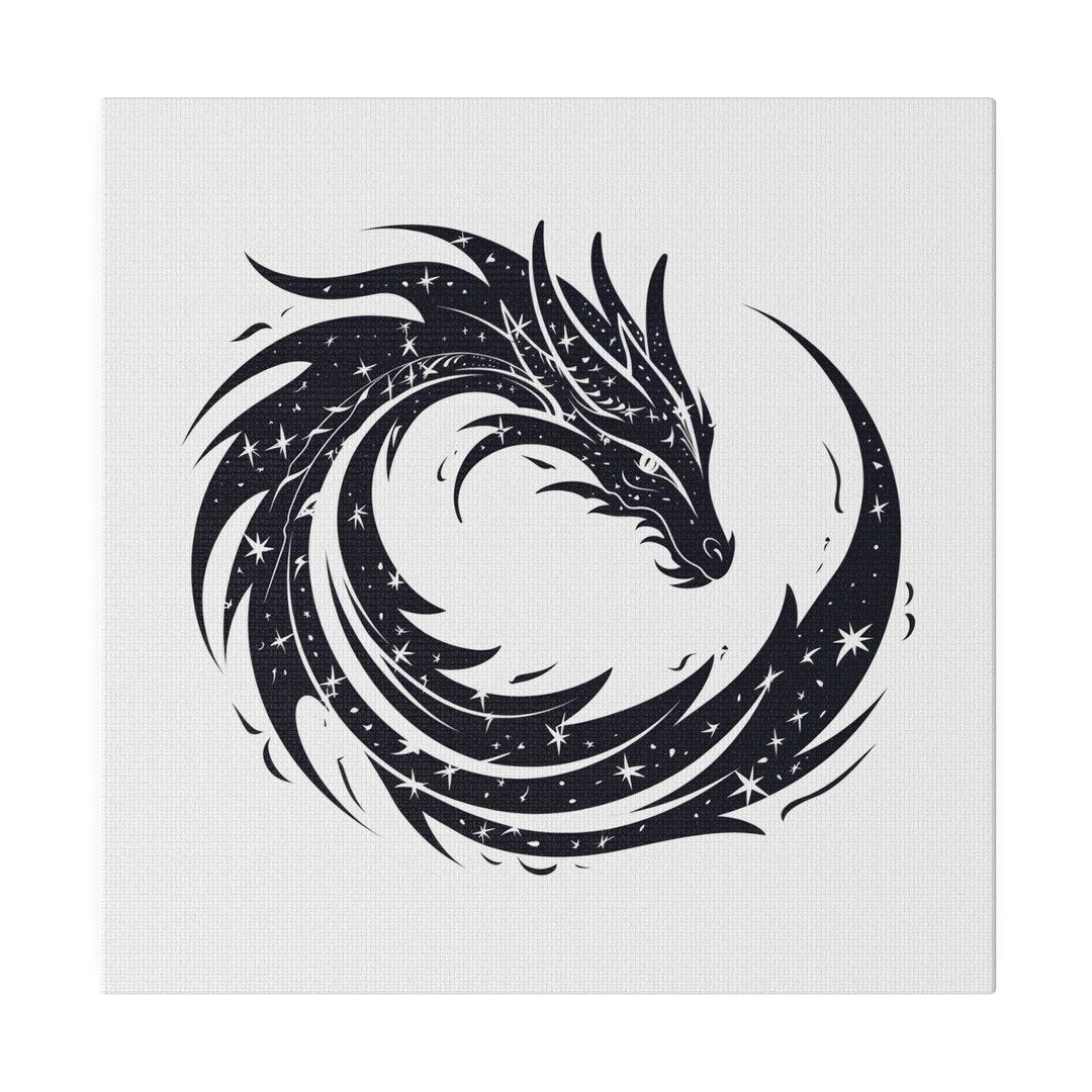 Curled Star Dragon Tile Canvas Dragon Lover's Gift Minimalist Gift ...