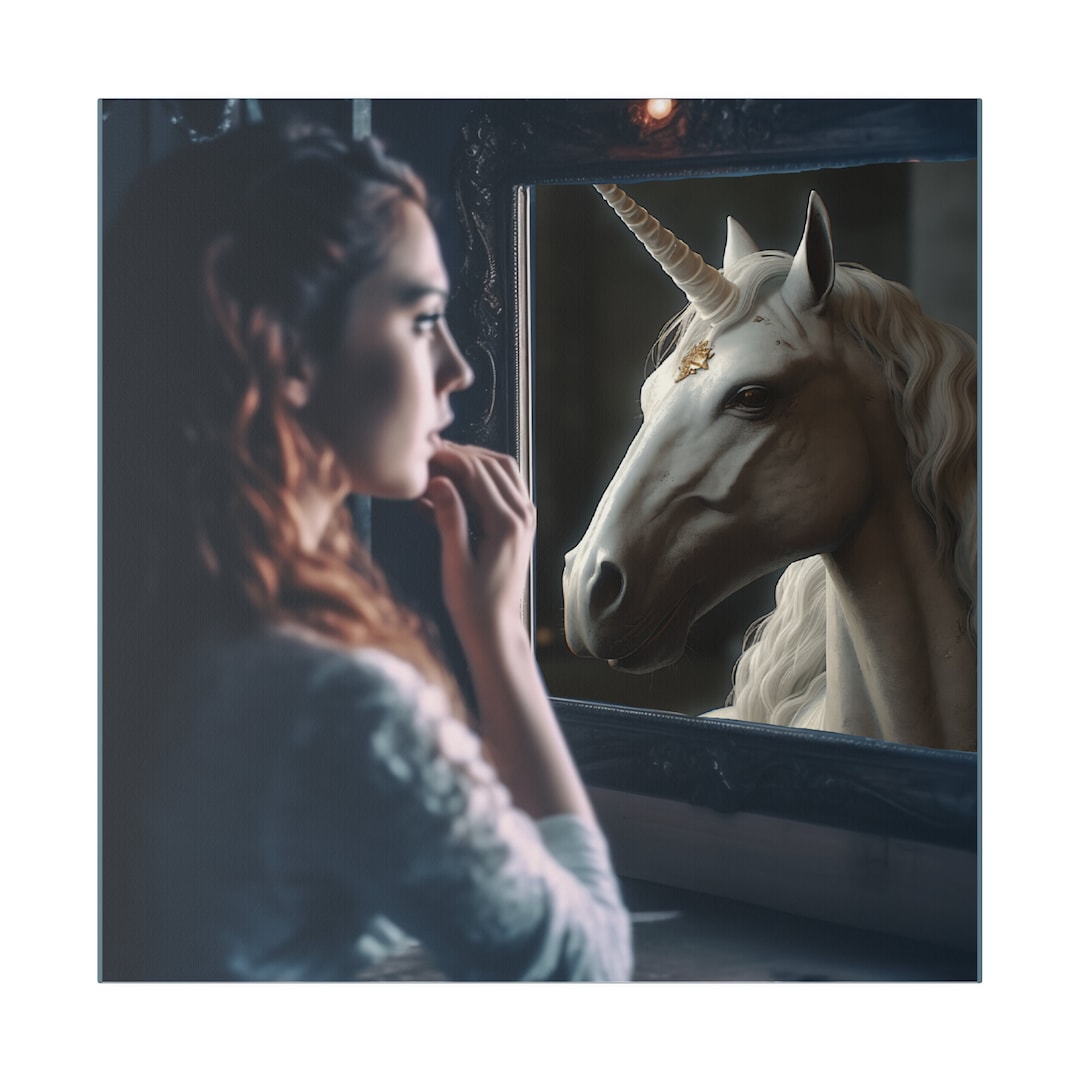 Mystical Reflection Woman and the Enchanting White Unicorn Therian ...