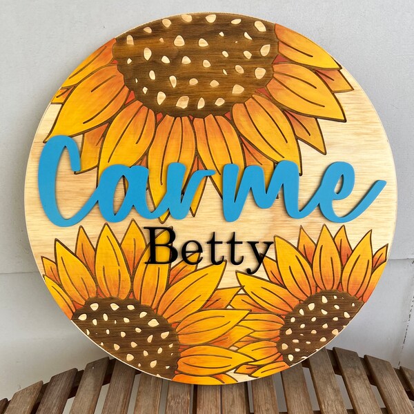 Wood Sunflower Sign - Etsy