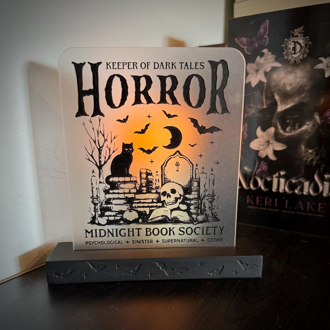 Horror Midnight Book Society Bookshelf Sign; Spooky Halloween Decor ...