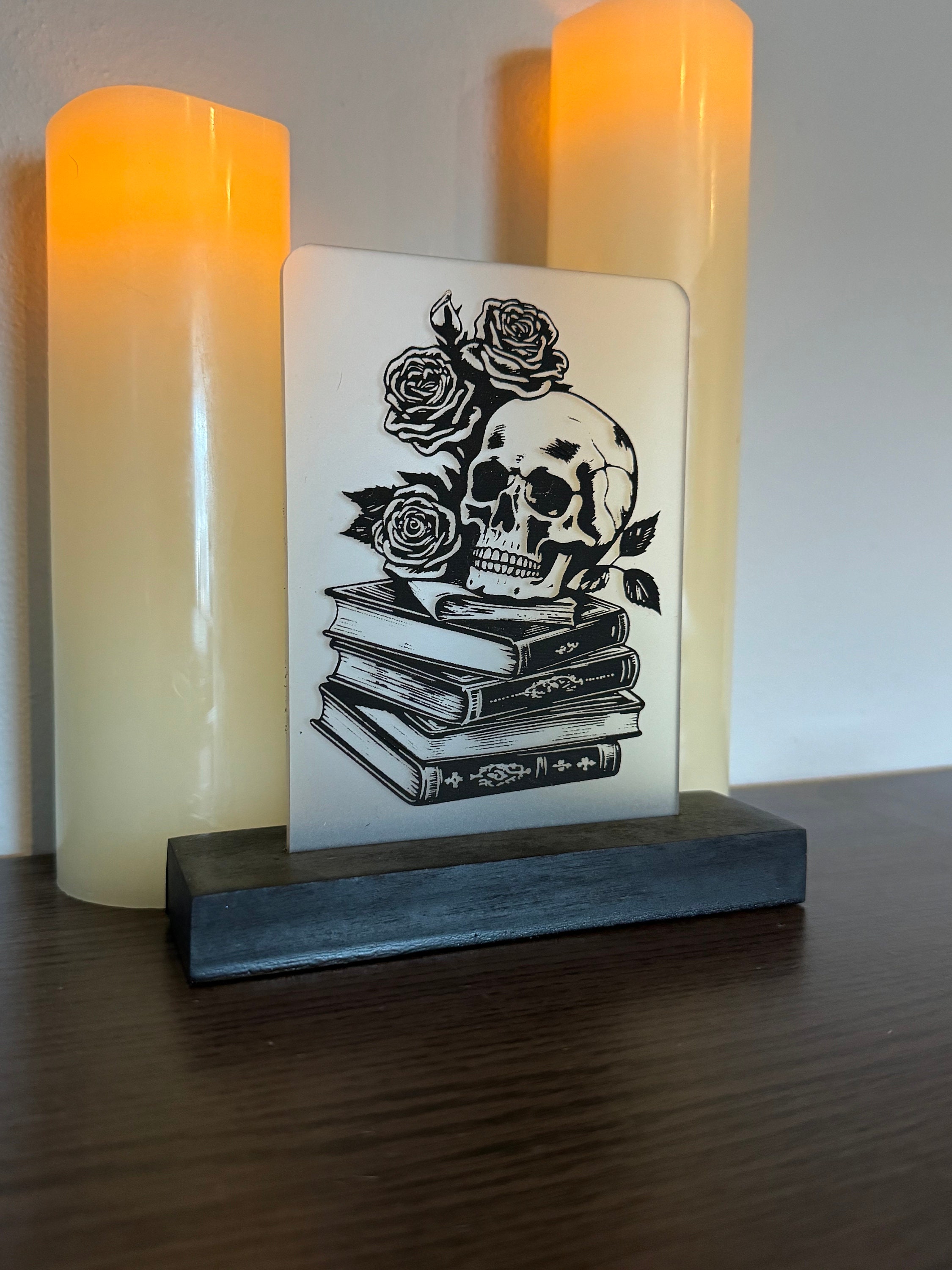 Dark Romance Floral Skull Bookshelf Plaque Book Decor - Etsy