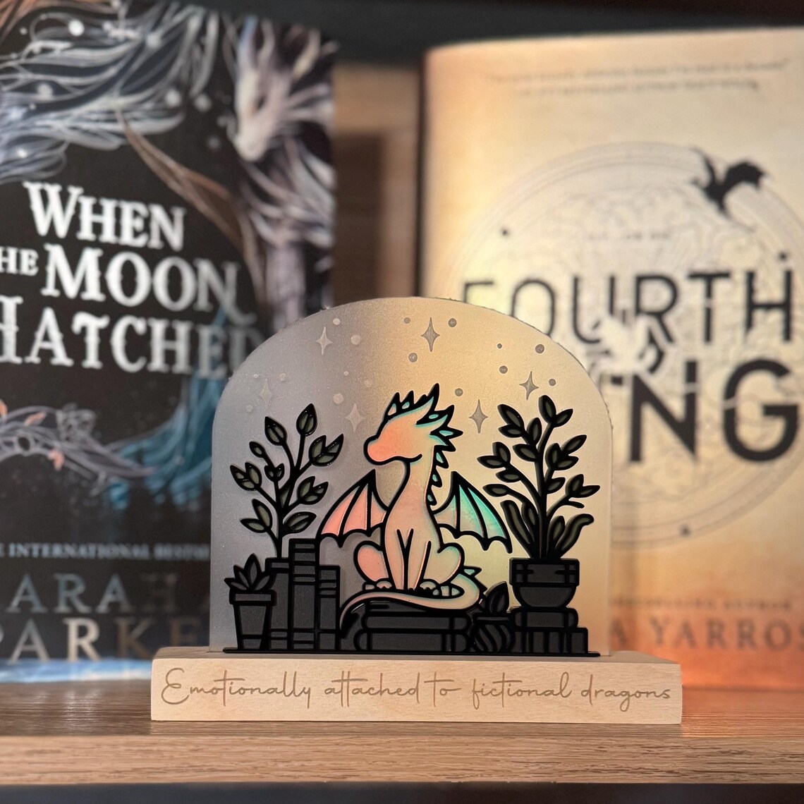 Emotionally Attached to Fictional Dragons Bookshelf Sign; Book Dragon ...