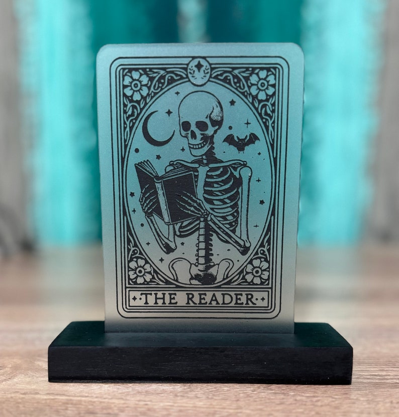 The Reader Skeleton Tarot Bookshelf Plaque Book Decor - Etsy