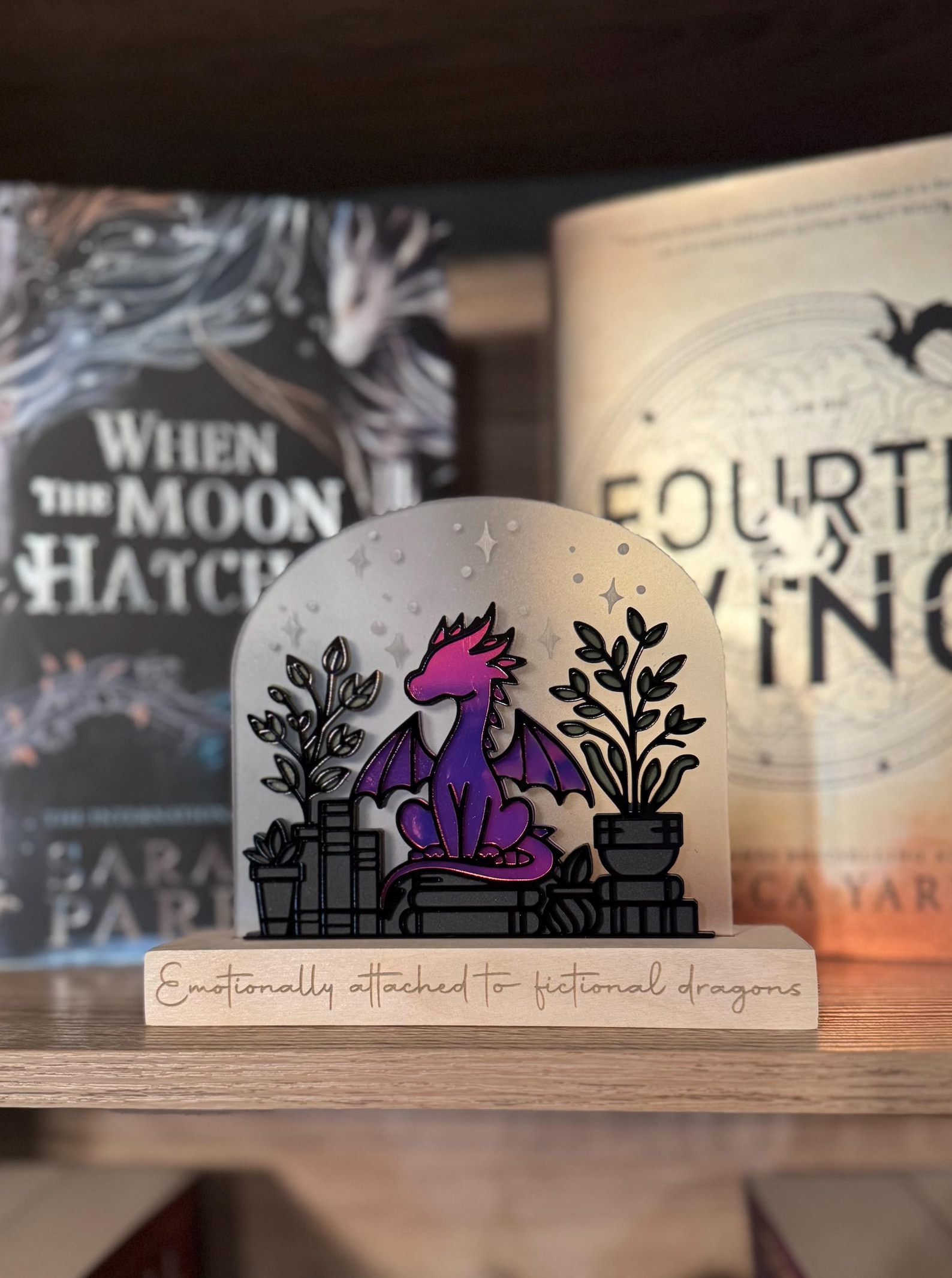 Emotionally Attached to Fictional Dragons Bookshelf Sign; Book Dragon ...