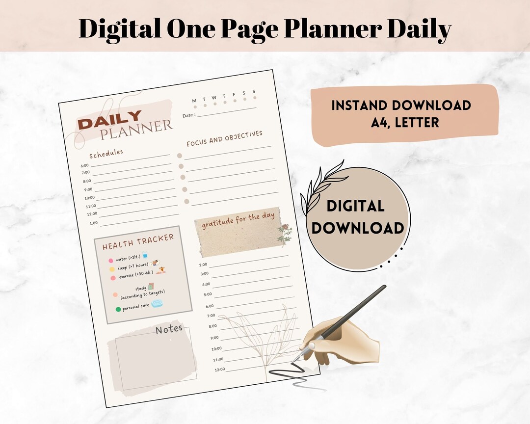 Digital One Page Planner Daily / Daily Fillable Planner - Etsy