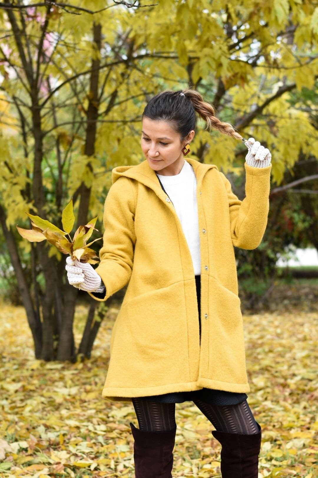 Handmade Warm Winter Coat for Women, Boiled Wool Coat, Loose Fitting ...