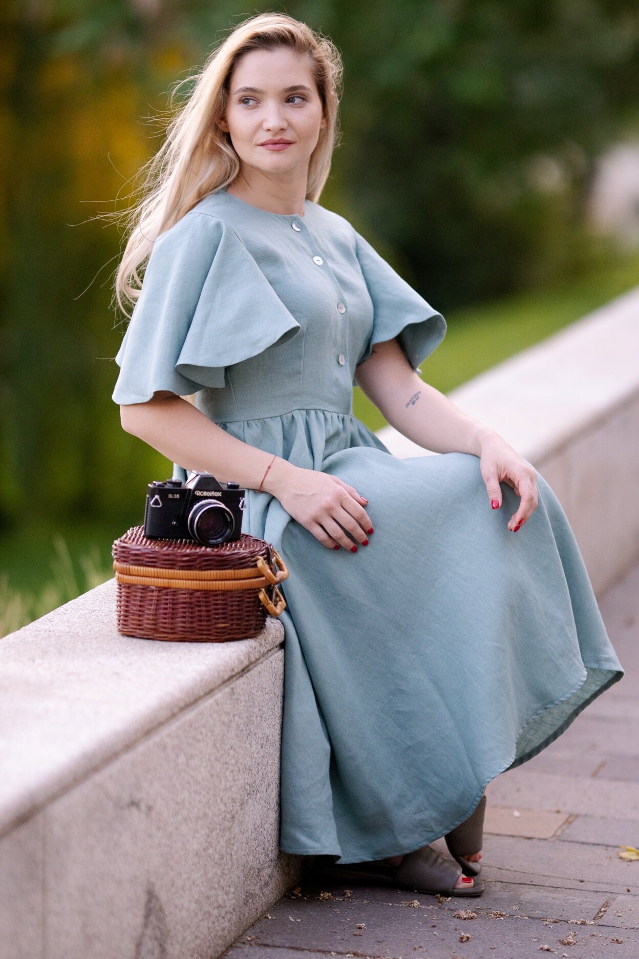Women's Linen Romantic Dress, Summer Fall Boho Dress, Retro Style ...