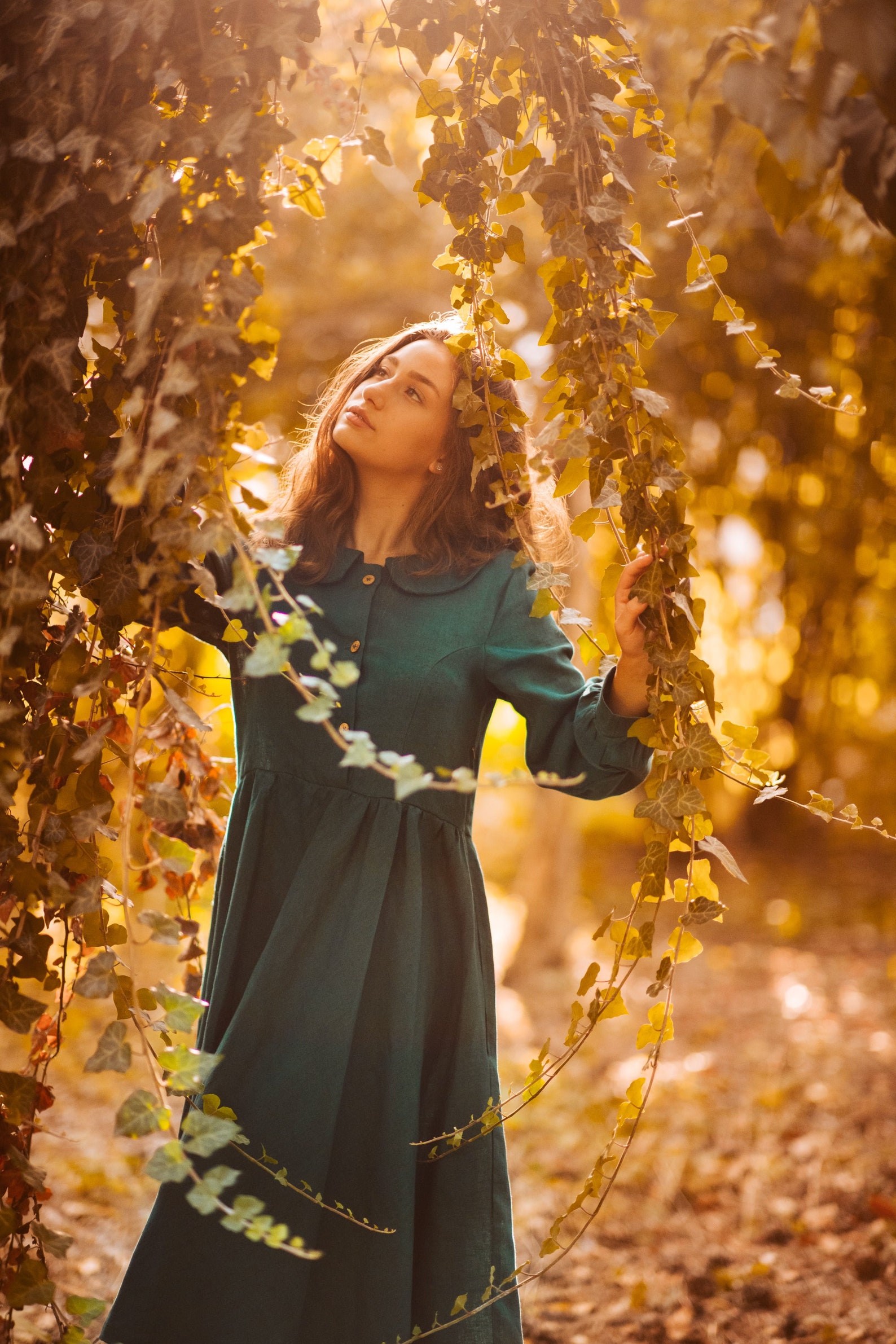 Women's Linen Dress, Knee Length Cottage Core Clothing, Retro Dress ...